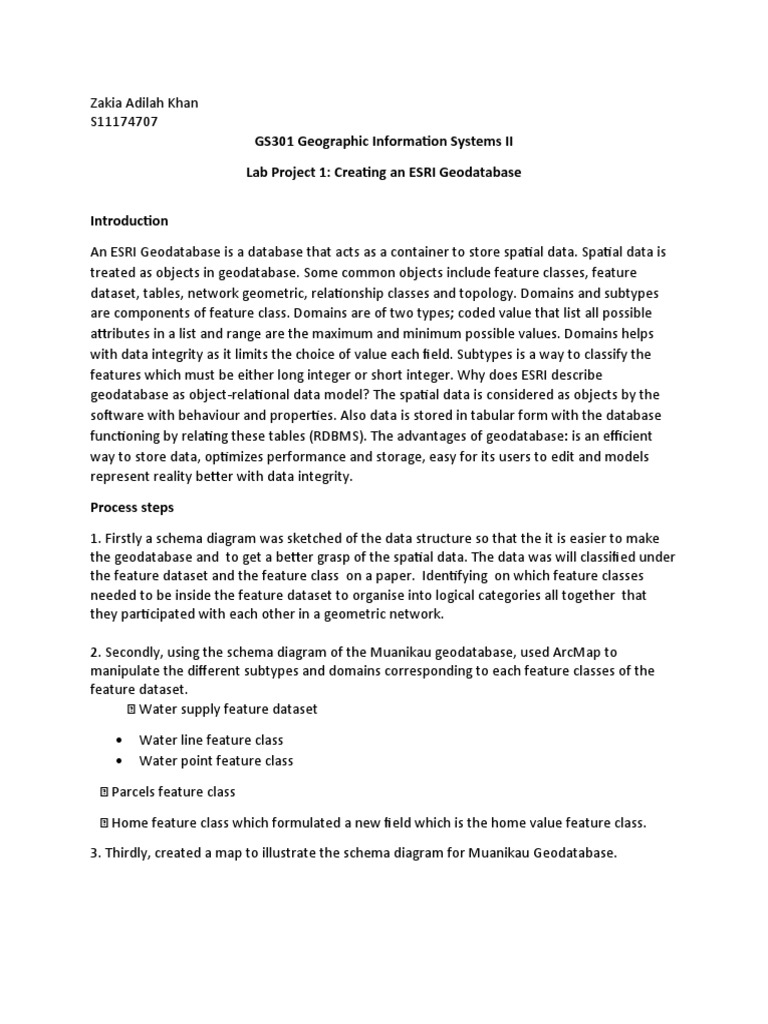 GS301 Geographic Information Systems II Lab Project 1: Creating An ESRI ...