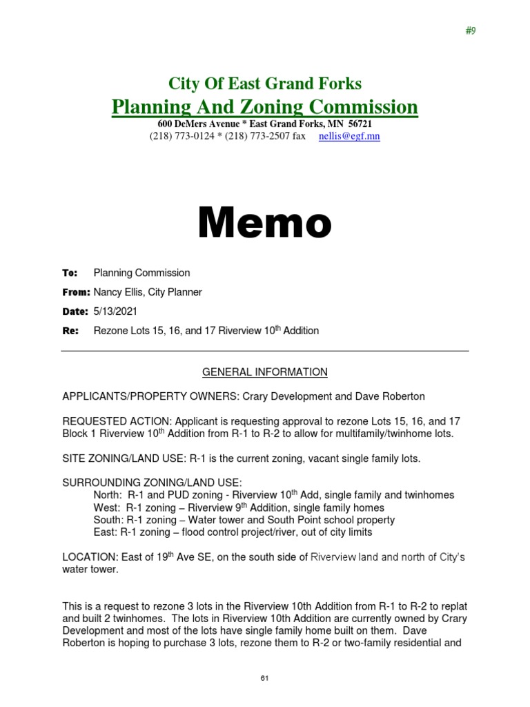 May 18 2021 East Grand Forks Rezoning Proposal Materials | PDF | Zoning ...