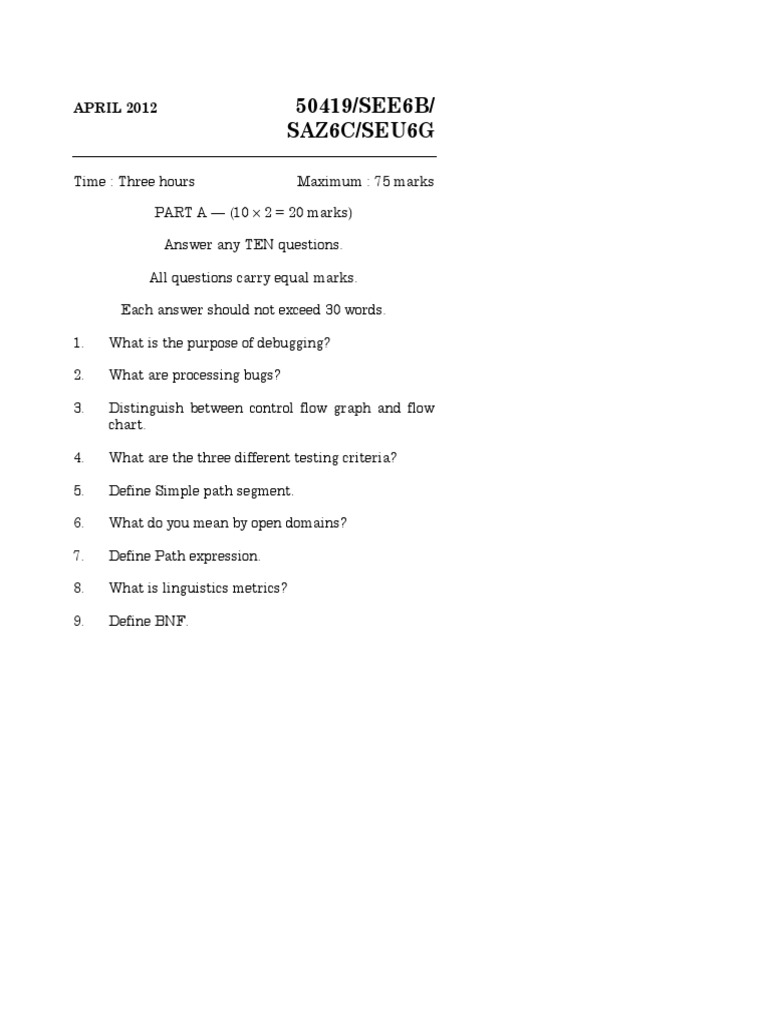 Software Testing Exam Papers Overview | PDF | Software Testing ...