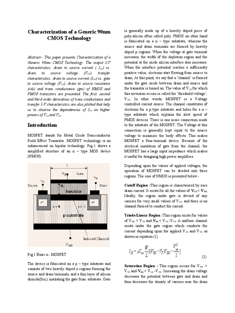 Characterization of A Generic 90nm CMOS Technology: DS DS DS GS | PDF ...
