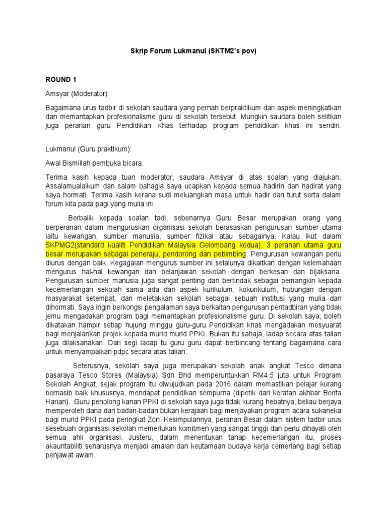 Skrip Forum Lukmanul | PDF | Karier & Perkembangan