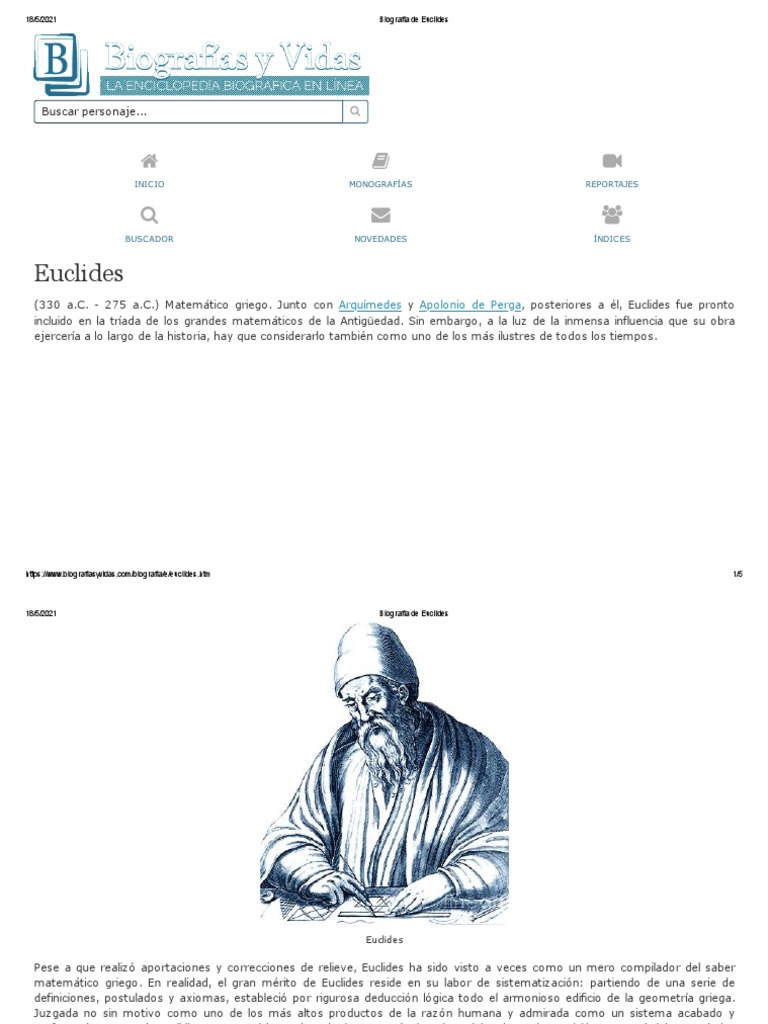 Biografia de Euclides | PDF | Euclides | Geometría