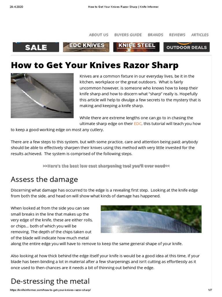 How To Get Your Knives Razor Sharp - Knife Informer | PDF | Knife | Blade