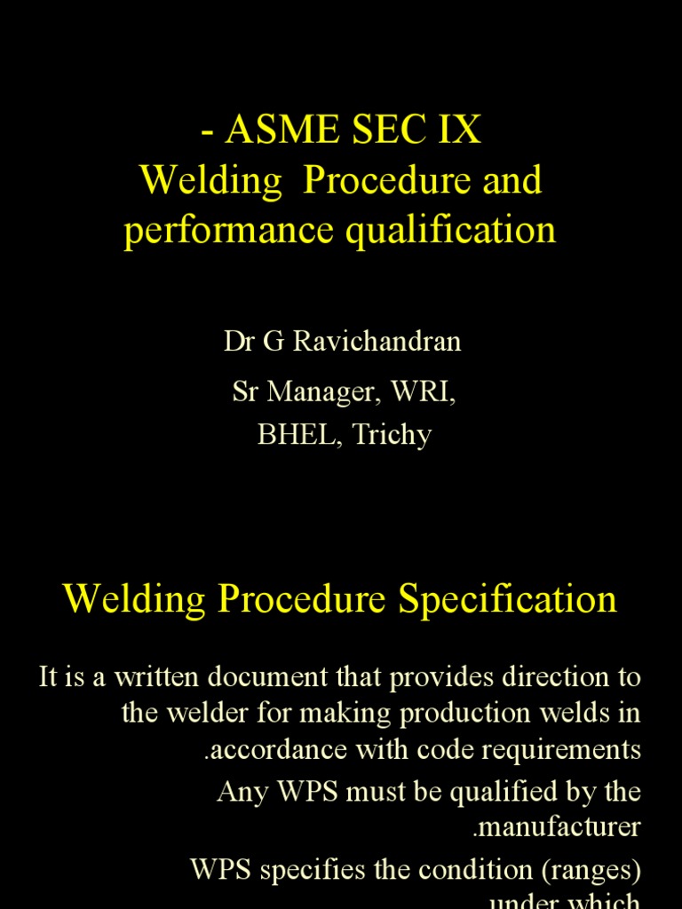 Asme Sec Ix - Welding Procedure and Performance Qualification | PDF ...