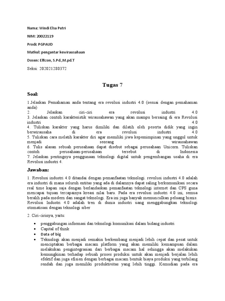 Era Revolusi Industri 4.0 dan Kewirausahaan | PDF | Bisnis