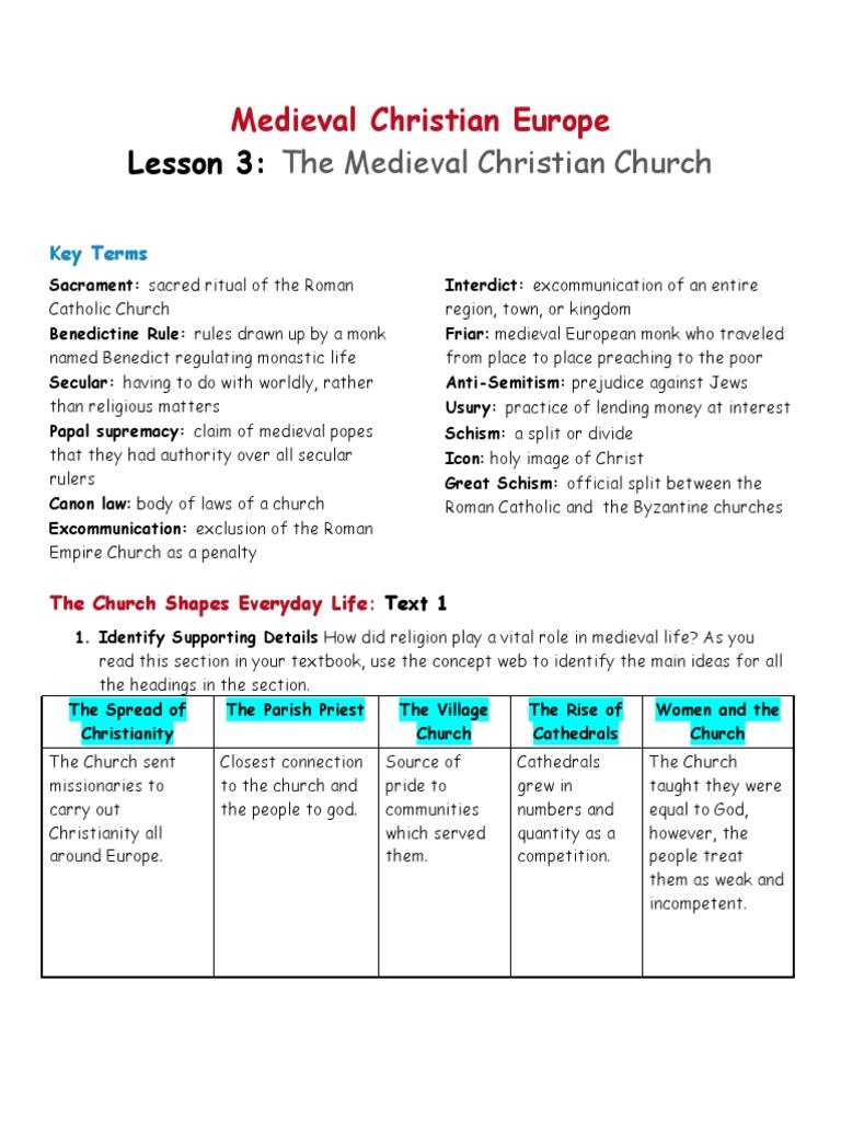 The Role of the Church in Medieval Life | PDF | Christian Church ...