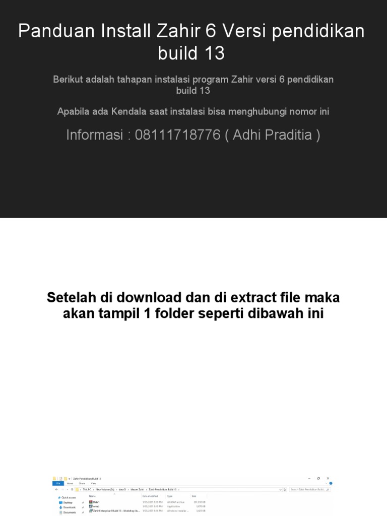 Panduan Instalasi Zahir 6 Build 13 | PDF