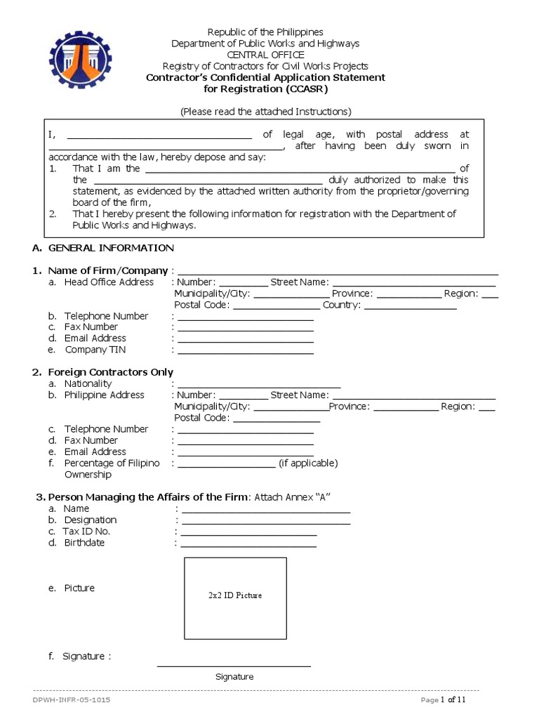 Ccasr DPWH Form | PDF | Deep Foundation | Affidavit