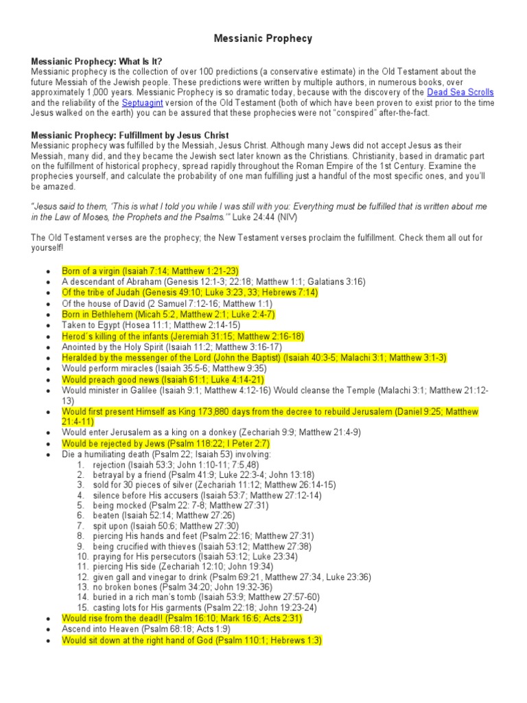 Messianic Prophecy | PDF | Messiah | Gospel Of Matthew