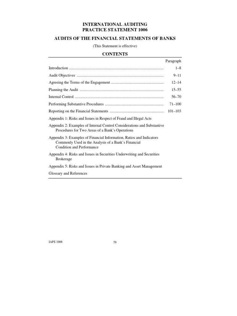 Auditing Financial Statements of Banks | PDF | Banks | Financial Audit