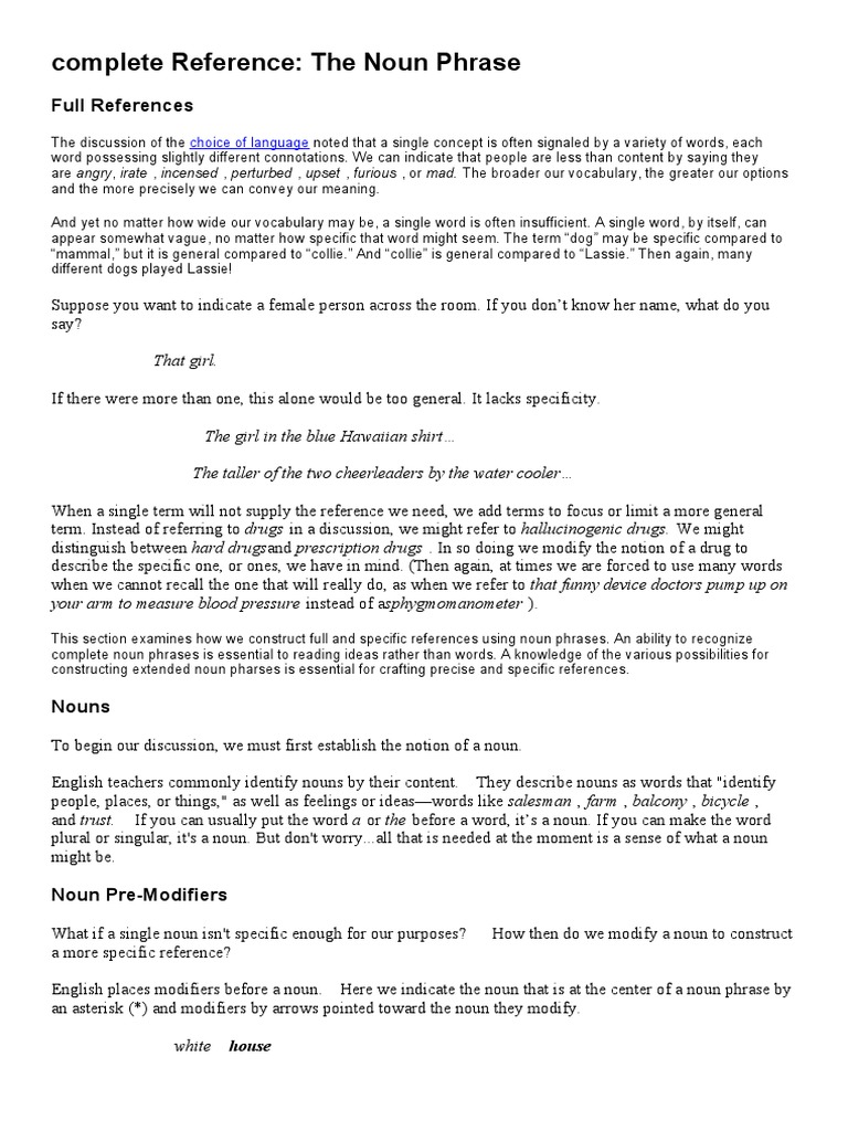 Complete Reference: The Noun Phrase: Full References | PDF | Noun | Phrase