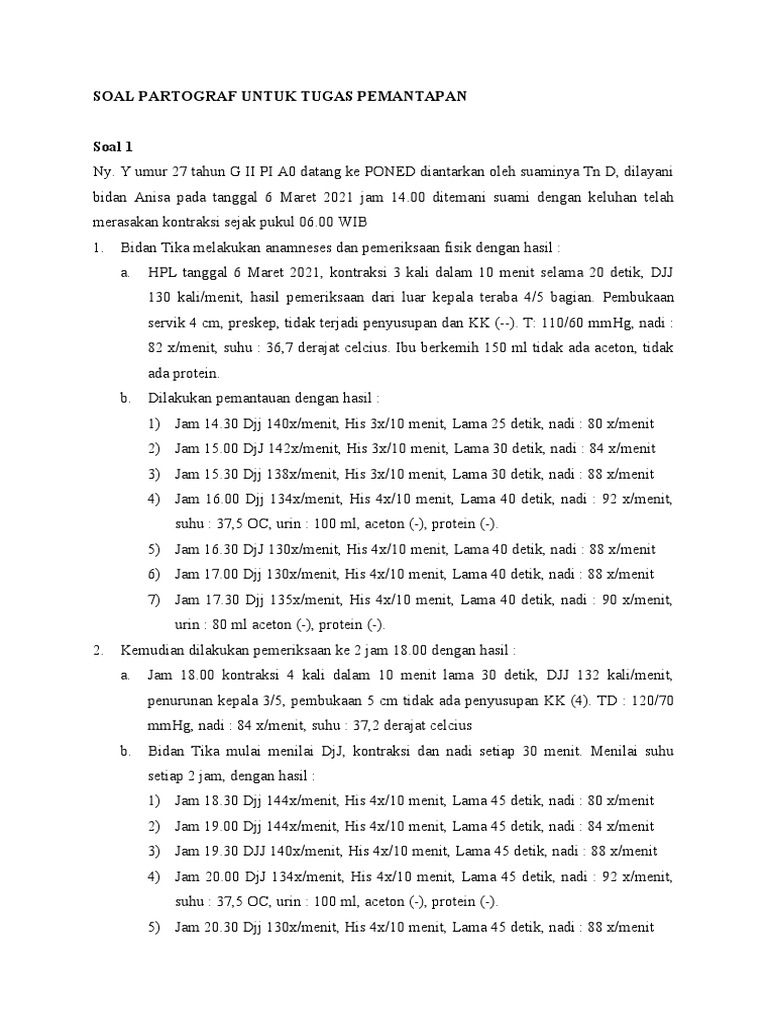 Soal Partograf Pemantapan | PDF