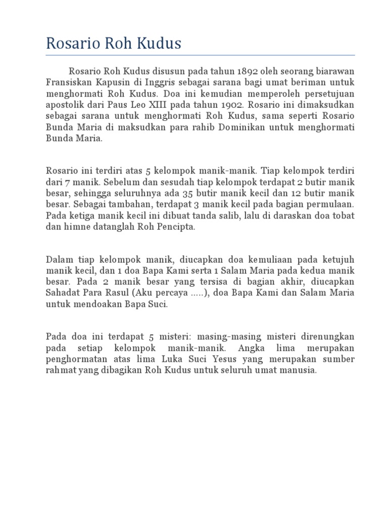 Rosario Roh Kudus | PDF