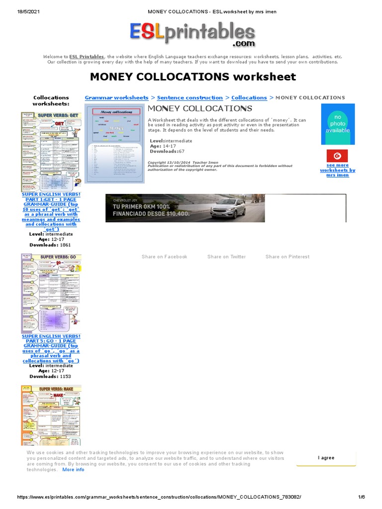 MONEY COLLOCATIONS - ESL Worksheet by Mrs Imen2 | PDF | Http Cookie ...