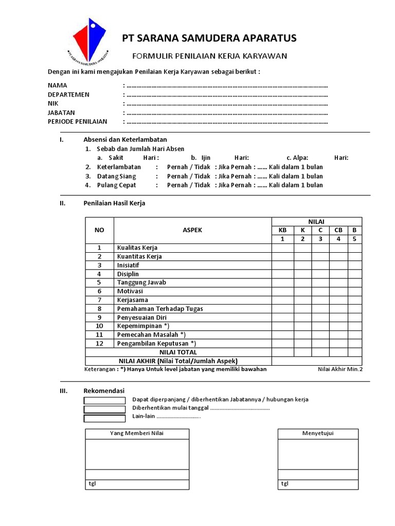 Form Penilaian | PDF