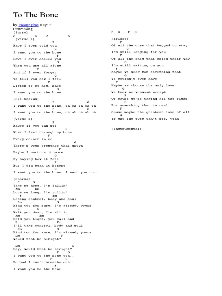 To The Bone | PDF | Song Structure | Entertainment (General)