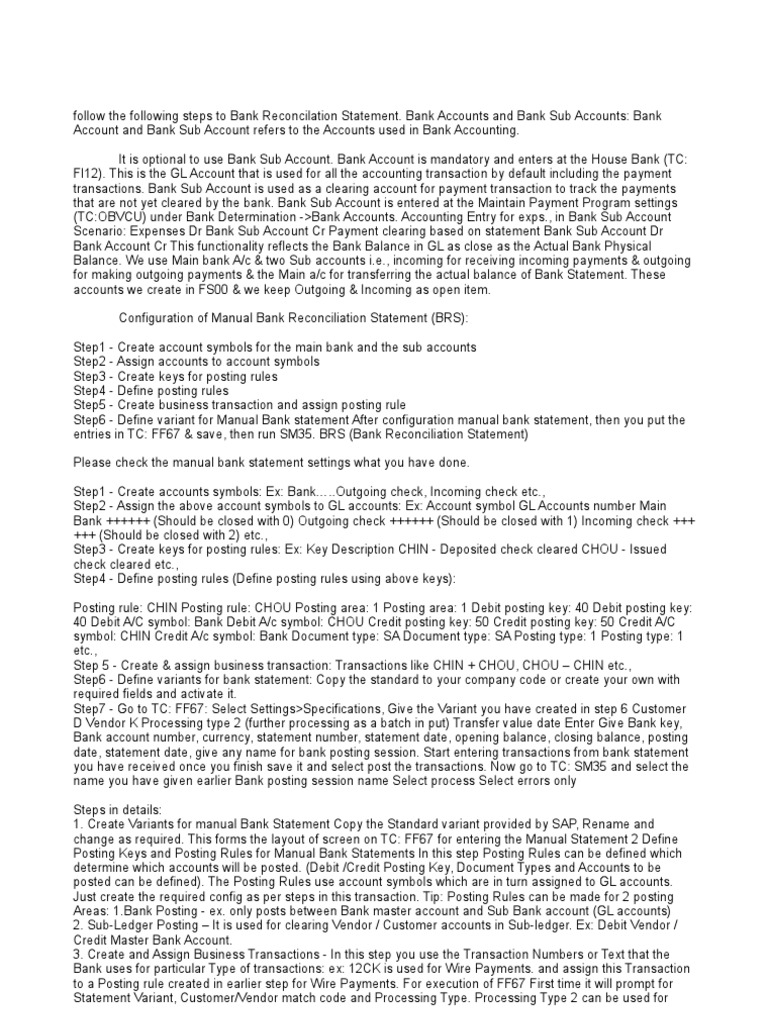 BRS Steps | PDF | Debits And Credits | Cheque