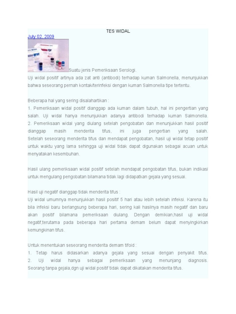 Tes Widal | PDF
