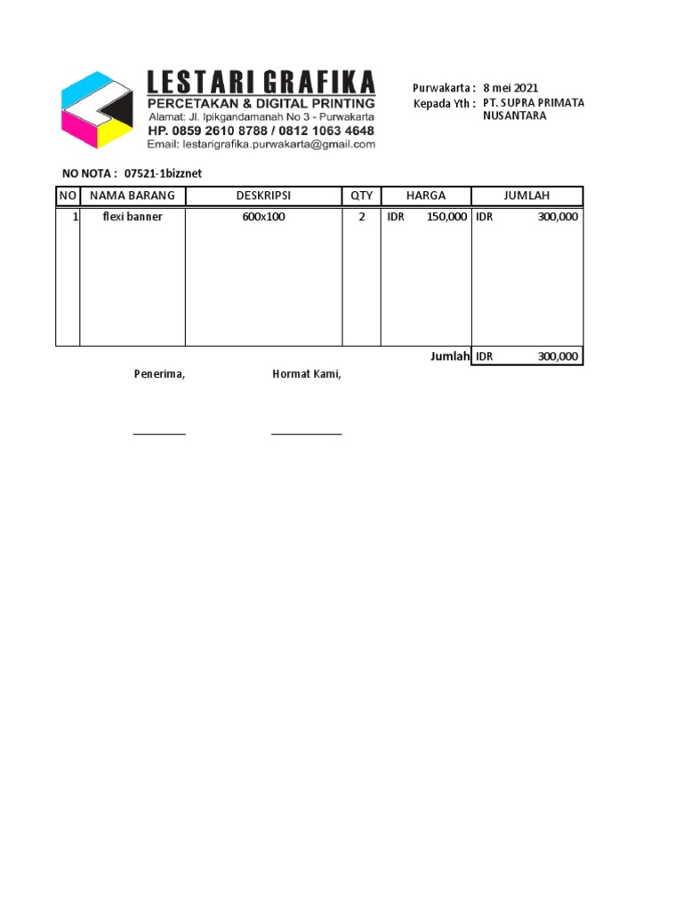 Contoh Nota Epson lx310 | PDF