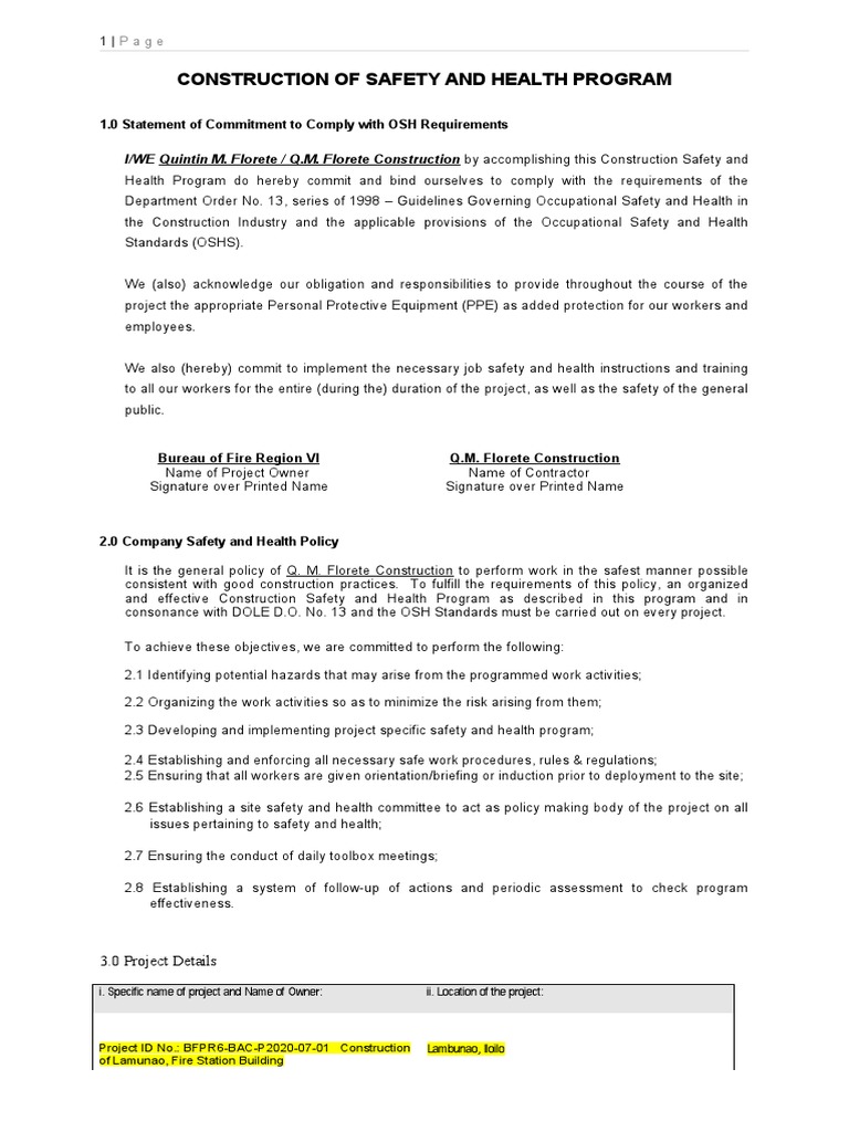 COSH-Template COMPREHENSIVE | PDF | Personal Protective Equipment ...