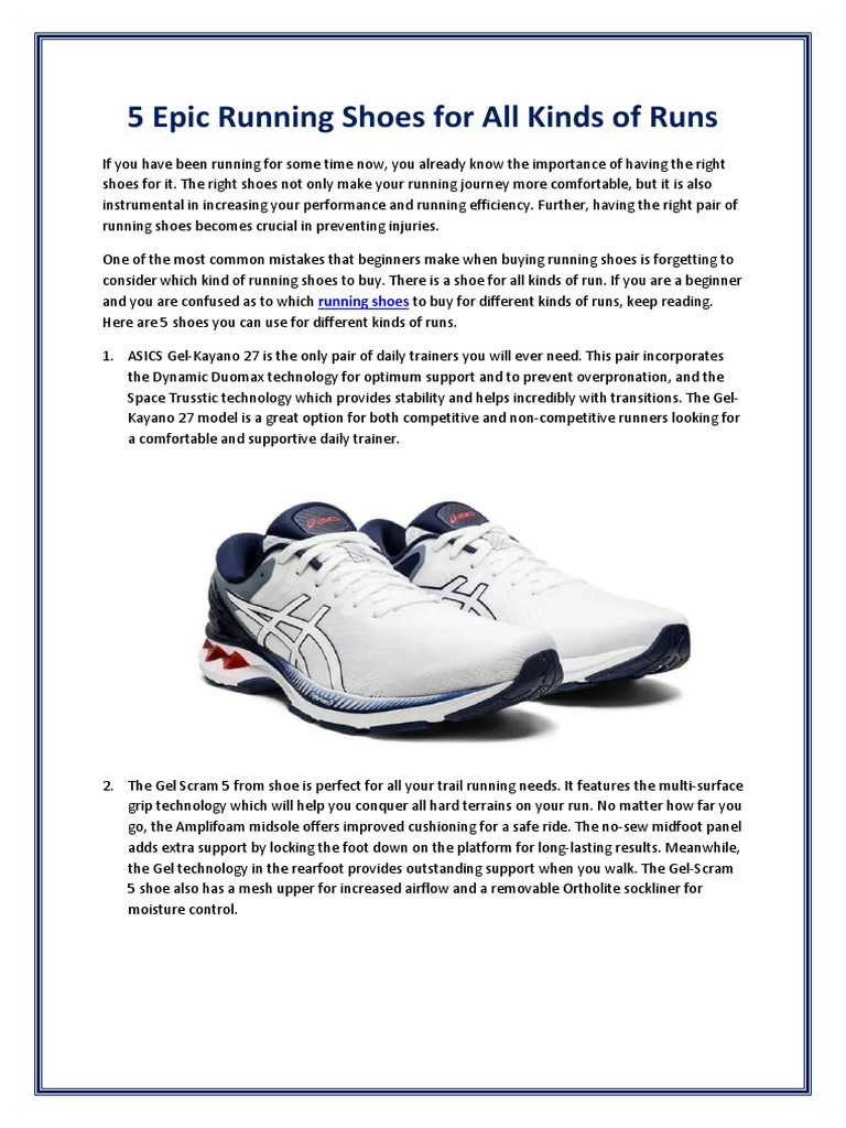 5 Epic Running Shoes For All Kinds of Runs | PDF | Shoe | Nature