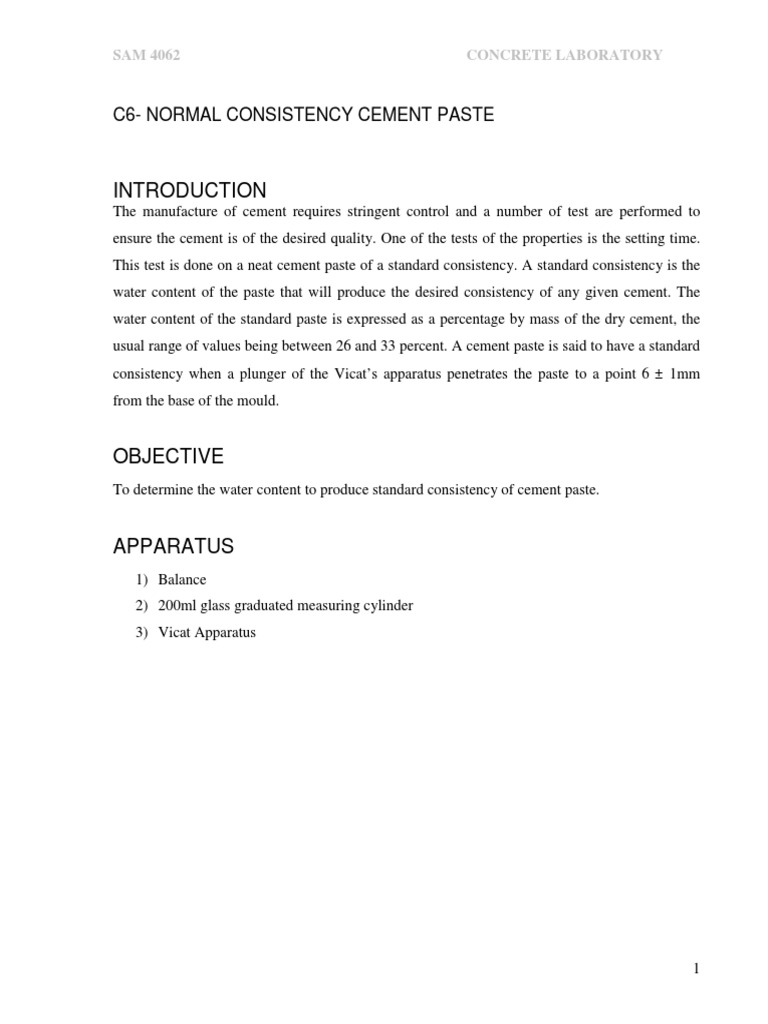 Cement Consistency Testing Guide | PDF | Concrete | Cement