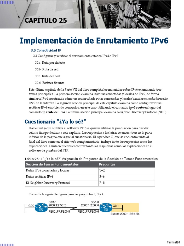 Implementación de Enrutamiento Ipv6: Capítulo 25 | PDF | Yo Pv6 | Enrutador (Computación)