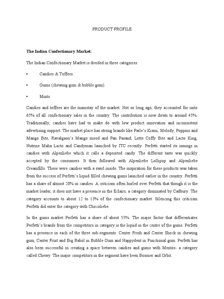 PVM Product Profile | PDF | Candy | Confectionery