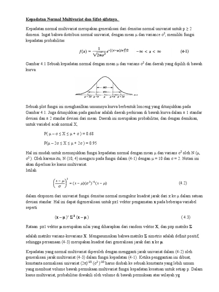 Kepadatan Normal Multivariat dan Matriks | PDF