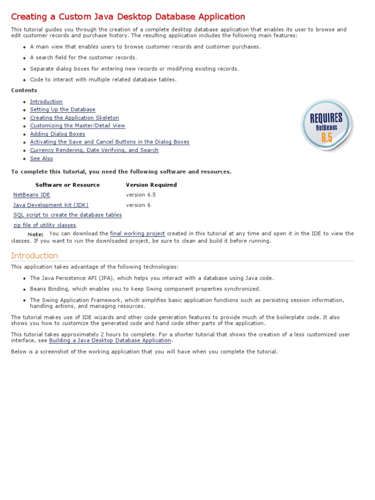 Test Creating A Custom Java Desktop Database Application