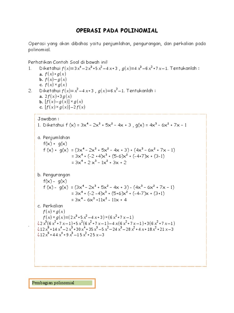 OPERASI POLINOMIAL | PDF