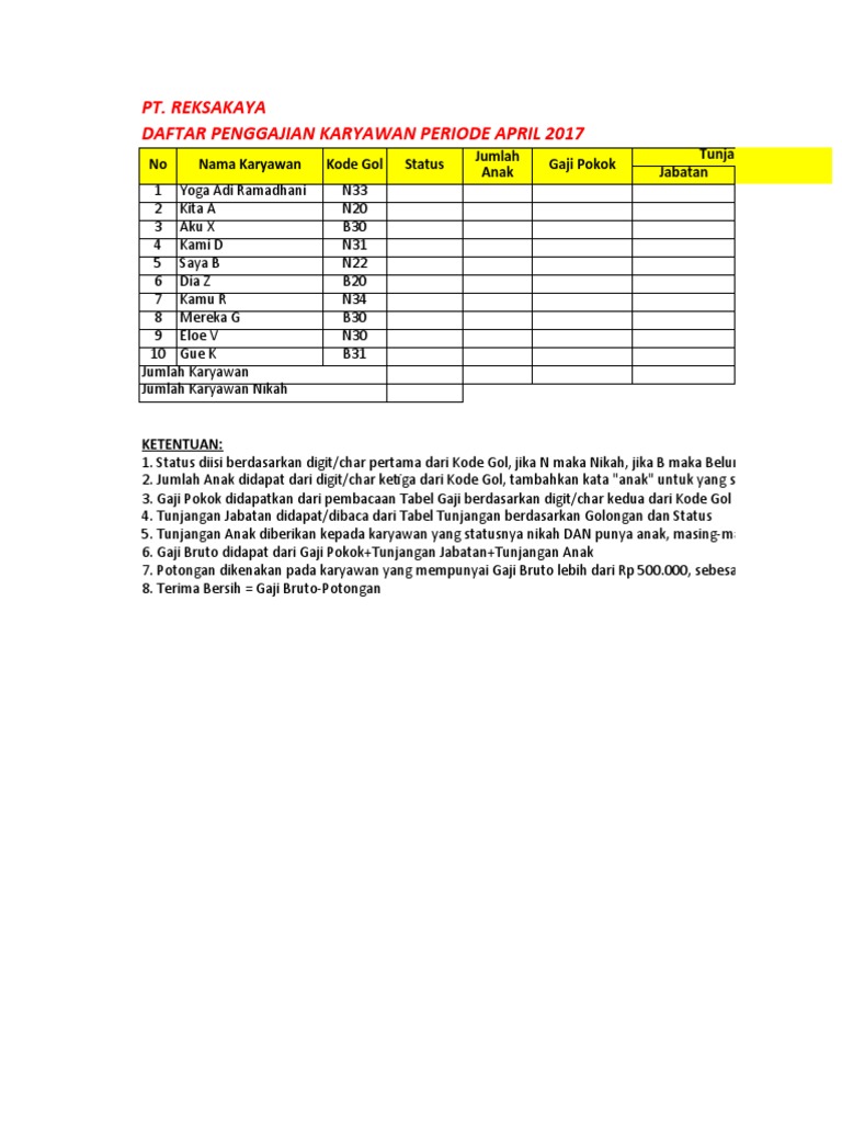 Tugas Excel Teknisi Jember | PDF