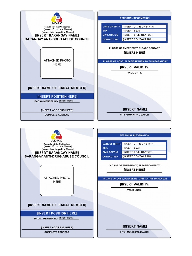 BADAC TEMPLATE - Identification Card Template | PDF