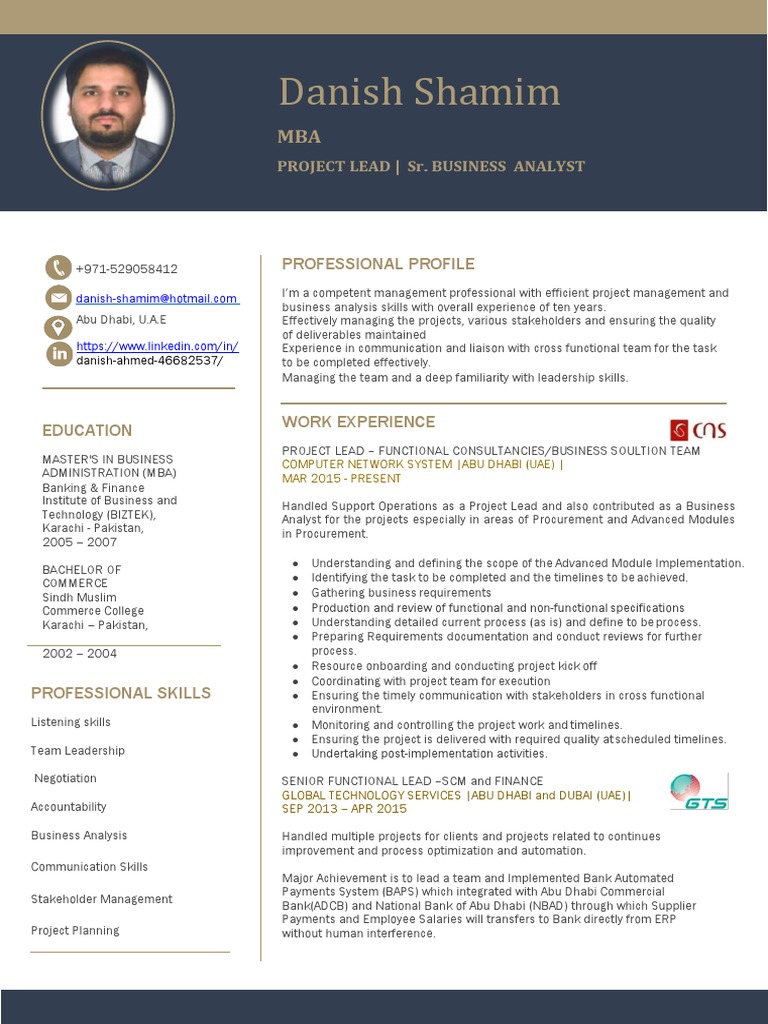 Danish Shamim CV | PDF | Business Analysis | Supply Chain Management
