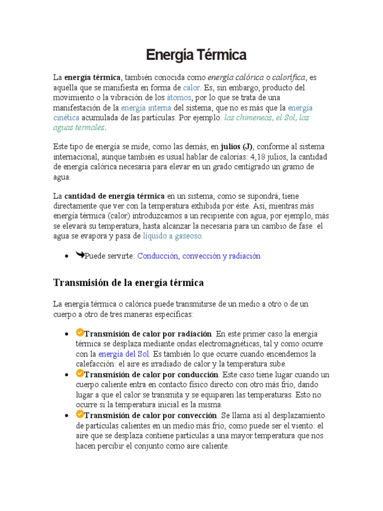 Energía Térmica | PDF | Calor | Temperatura