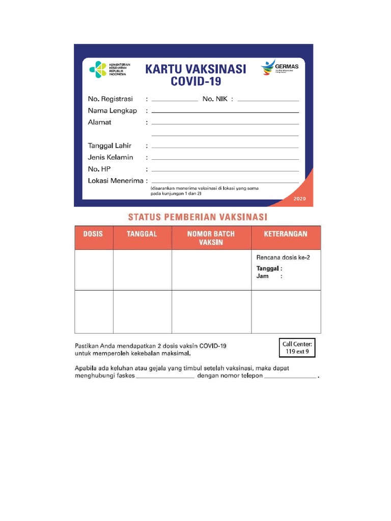 Kartu Vaksin Covid 19 Pdf