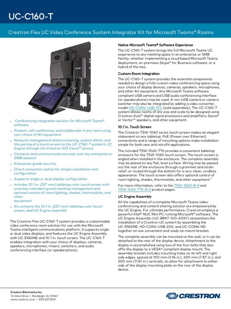 UC-C160-T: Crestron Flex UC Video Conference System Integrator Kit For ...