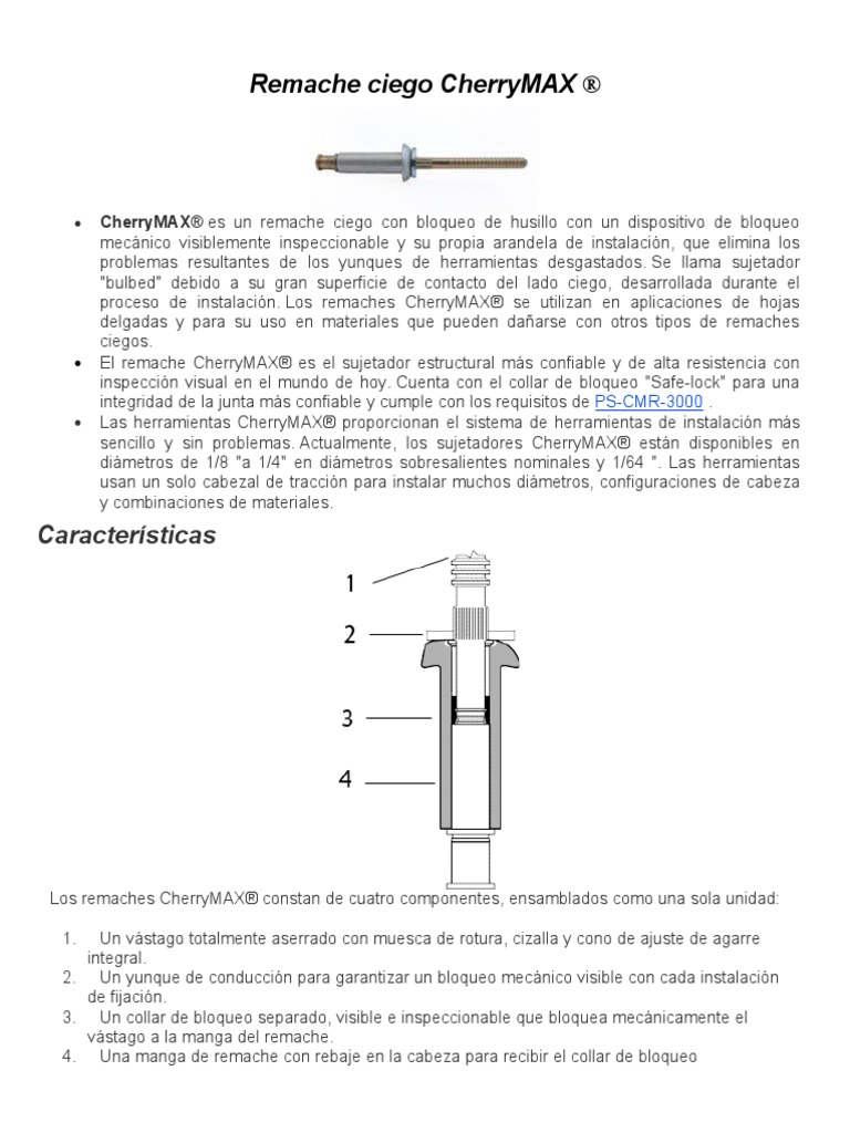 Remache Ciego CherryMAX | PDF | Herramientas | Ingeniería mecánica