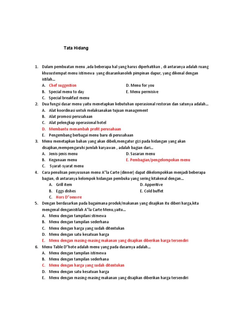 Tata Hidang | PDF