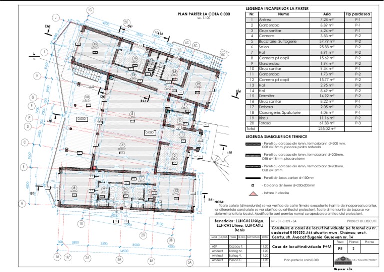 1C 2C J 3C 5C: Plan Parter La Cota 0.000 Legenda Incaperilor La Parter | PDF