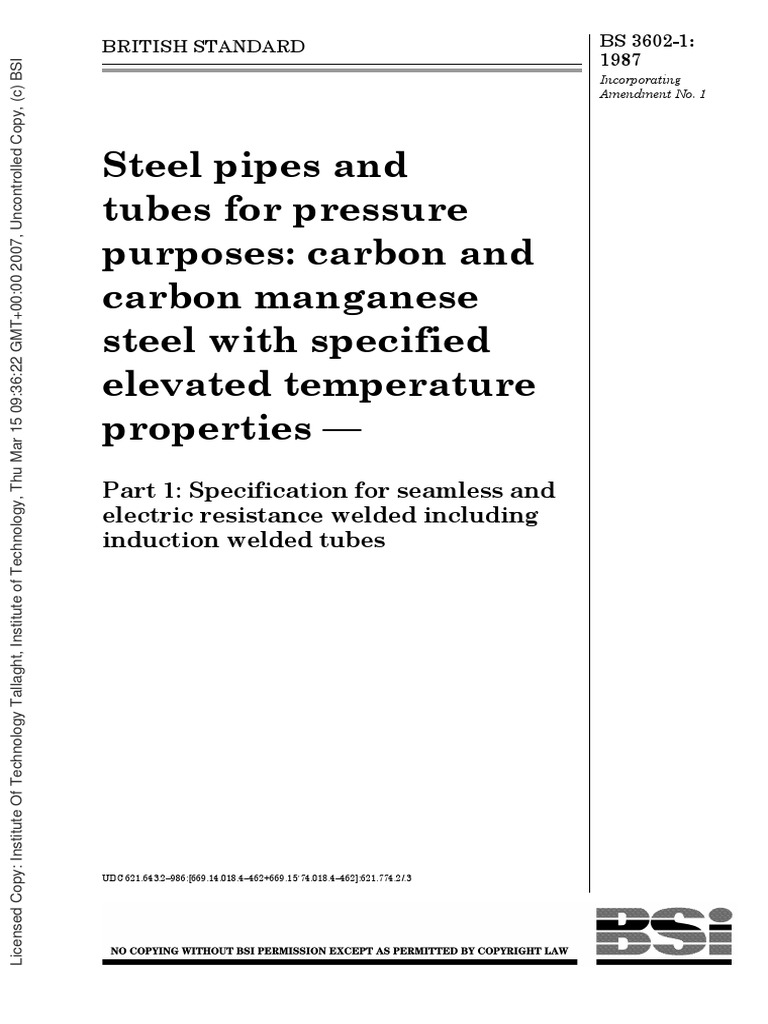 Steel Pipes and Tubes For Pressure Purposes: Carbon and Carbon ...