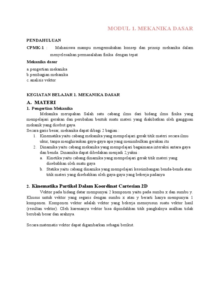 Modul 1 Mekanika Dasar | PDF