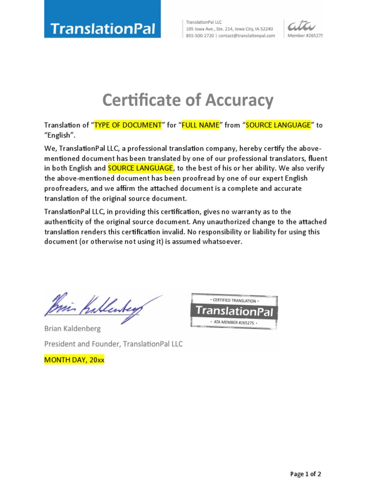 4179 Certificate of Accuracy Template | PDF | Career & Growth | Finance ...