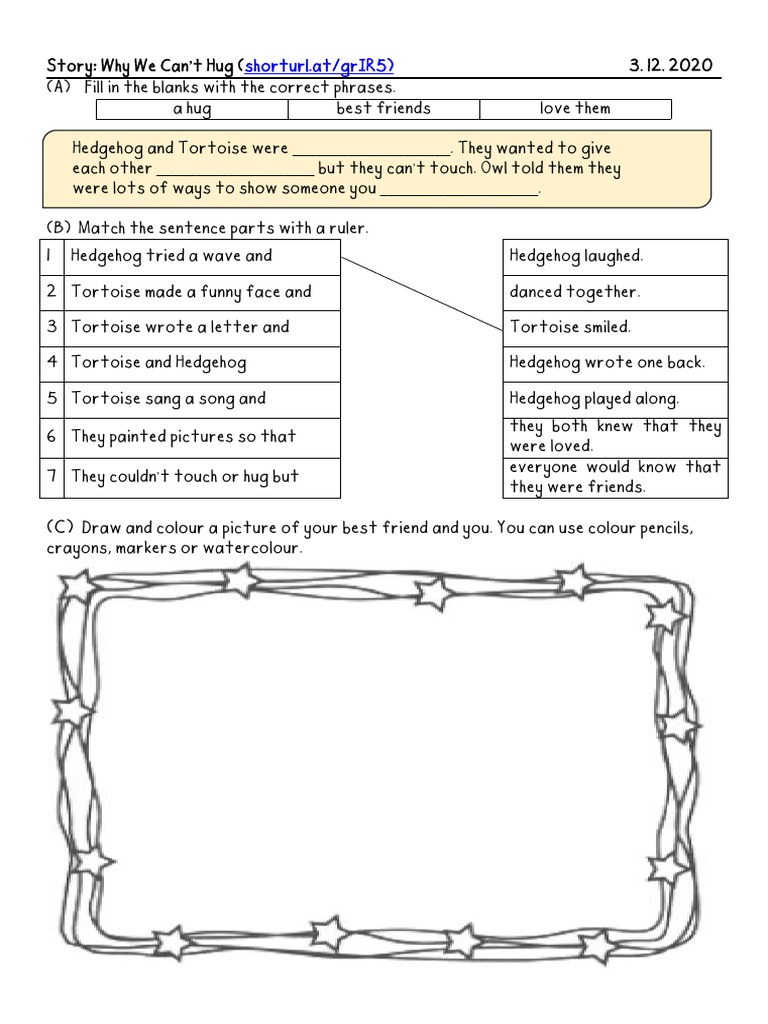 Worksheet. While We Can't Hug | PDF