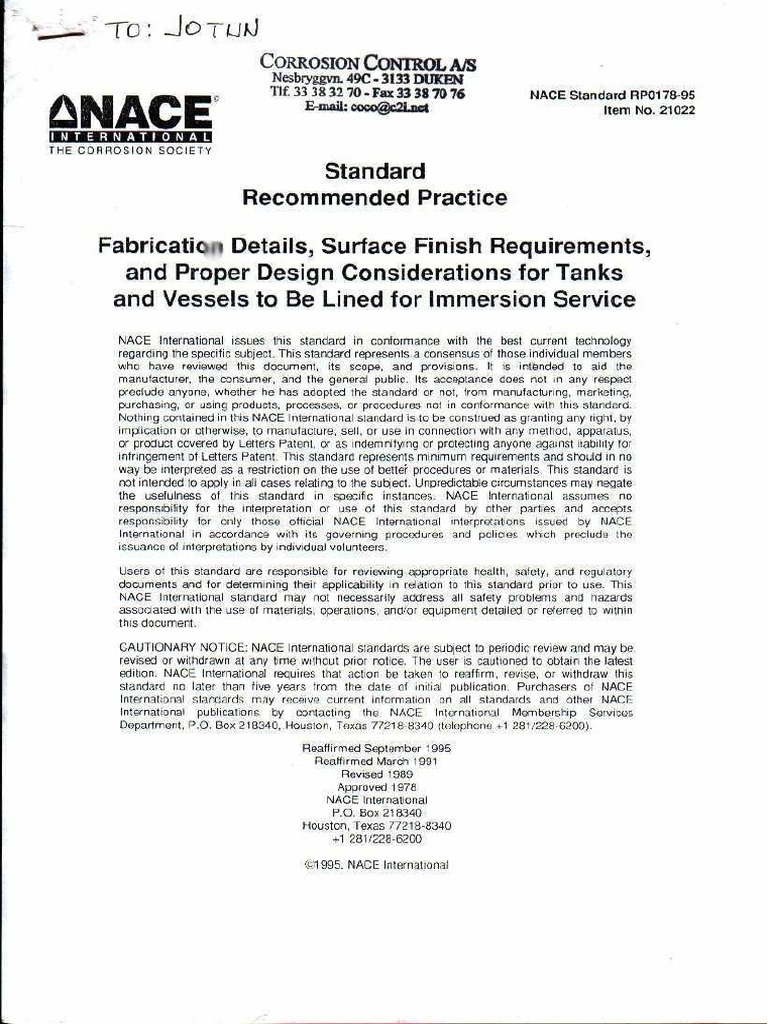 RP-0178 Surface Finish Before Painting NACE | PDF