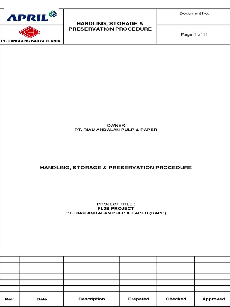 6.9. Handling Storage & Preservation Procedure | Download Free PDF ...