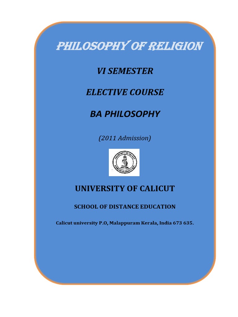 BA Philosophy - VI Sem. Elective Course - Philosophy of Religion | PDF ...