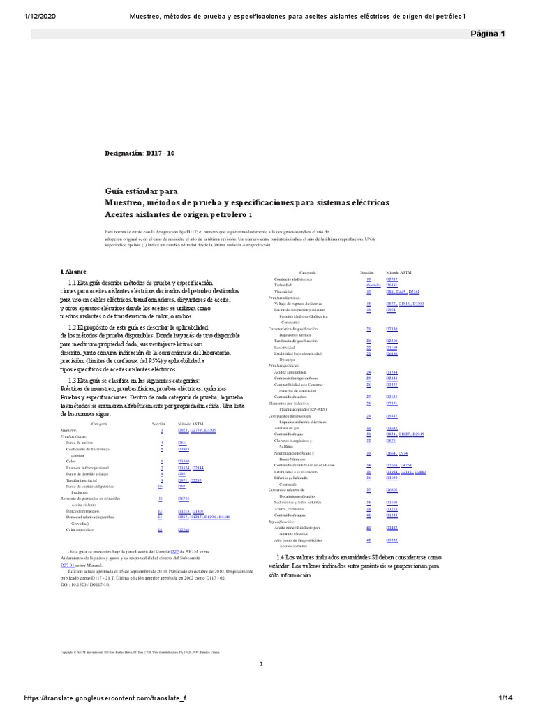 Astm d117 Español | PDF | Petróleo | Aislador (Electricidad)