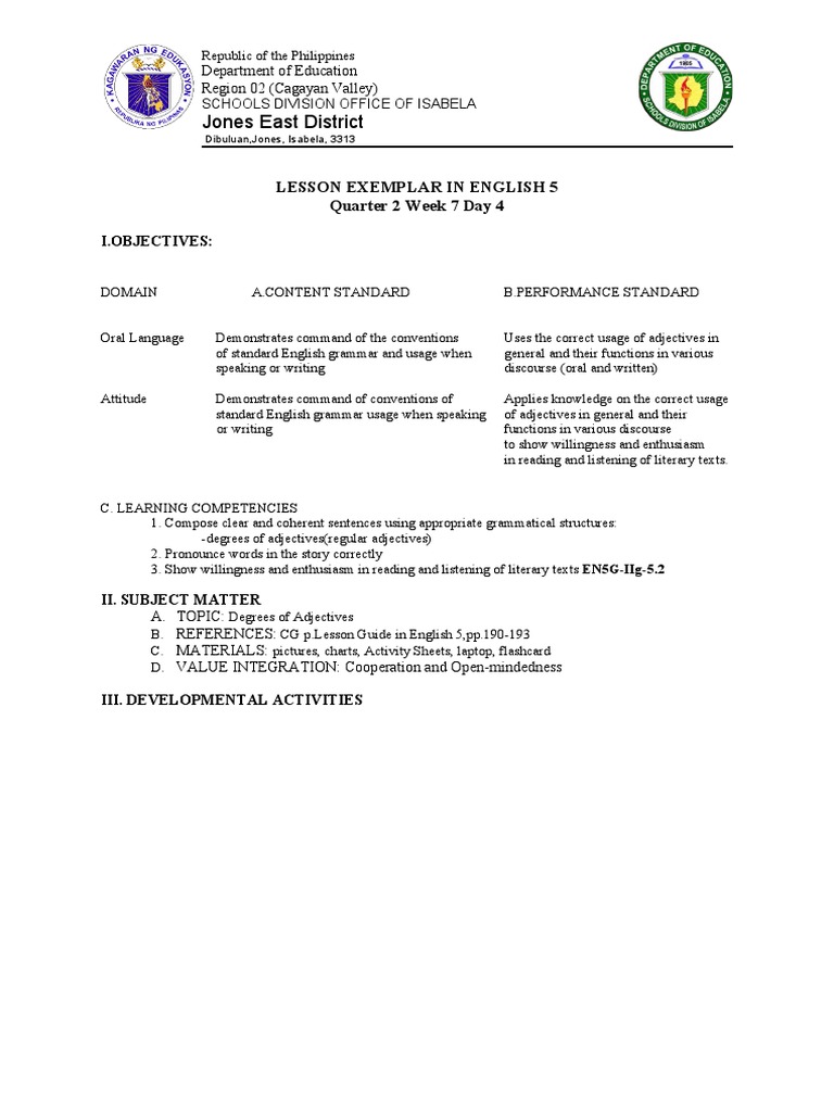 English 5 Lesson Exemplar Q2 Week 7 | PDF | Foreign Language Studies