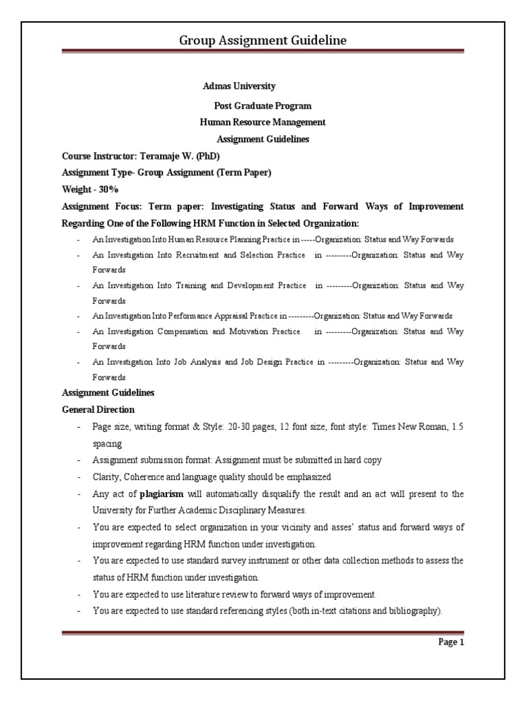 HRM Group Assignment Guidelines | PDF | Science | Methodology